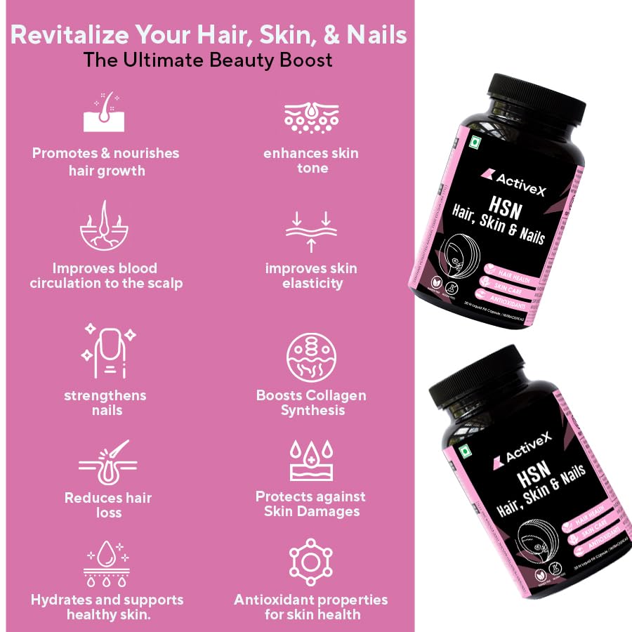 ActiveX Hair Skin & Nails Capsules with Advance Dual Release Technolog