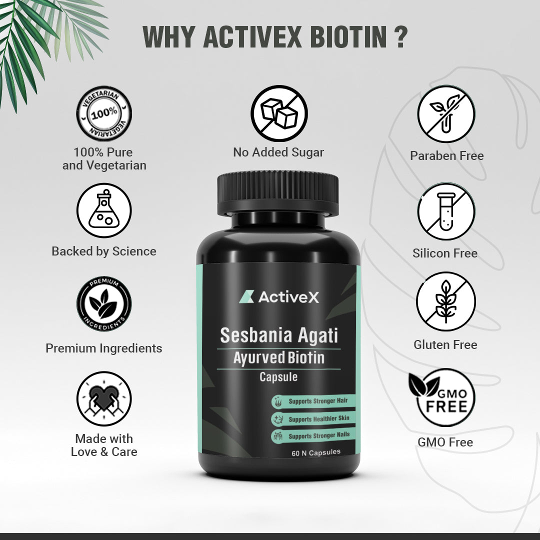 ActiveX Biotin - Plant Based Ayurved Biotin 10000mcg
